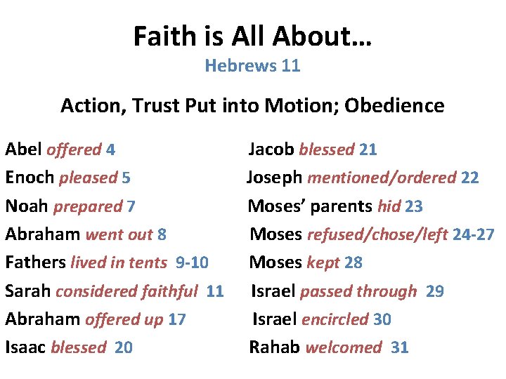 Faith is All About Hebrews 11 Faith is