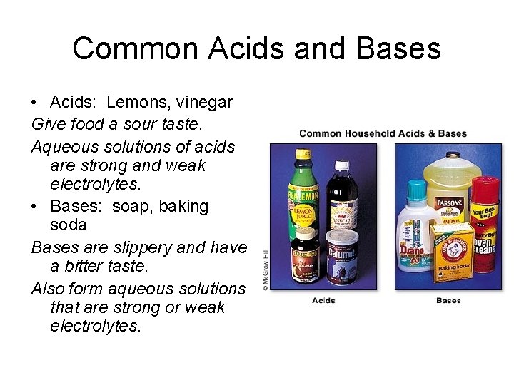 AcidBase Theories Common Acids and Bases Acids Lemons