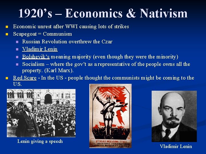 The 1920s to the 1930s Boom to Bust