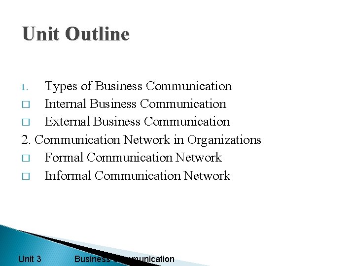 Unit 3 The Nature of Business Communication Unit