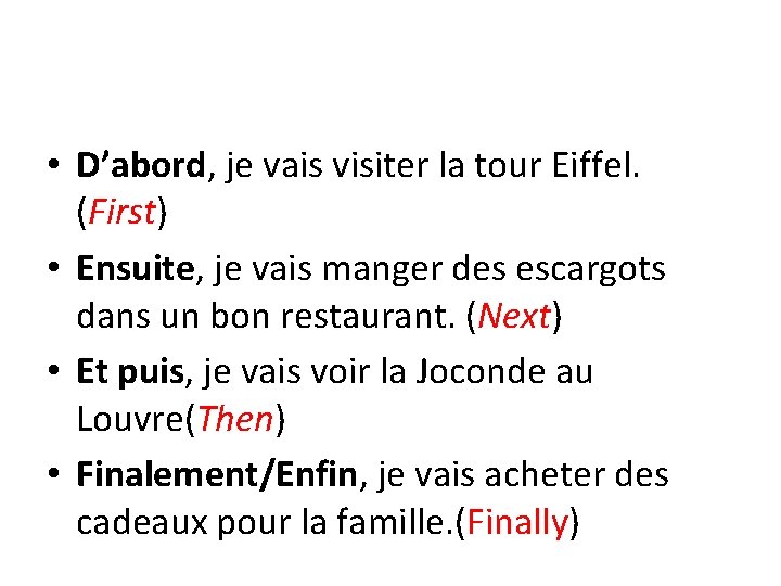 Warm up Write five sentences about things you