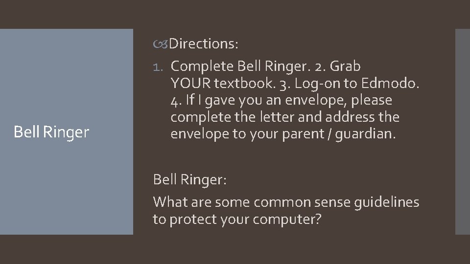 Module 1 Lesson 3 Ms Tracy Bell Ringer