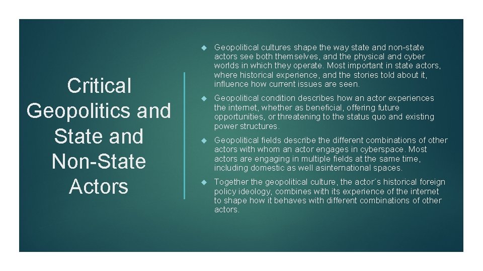 The Geopolitics of Cyberspace A Diplomatic Perspective The