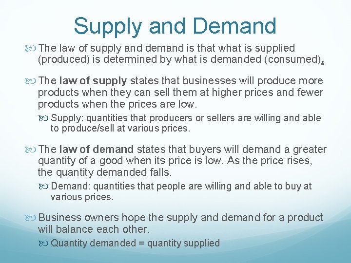 Supply and Demand Bellringer What is the law