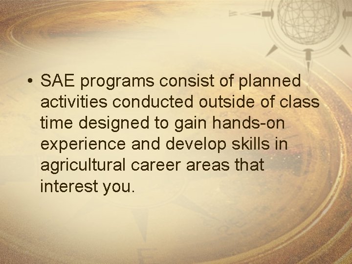 The Agricultural Education Model SAE ClassLab Instruction FFA