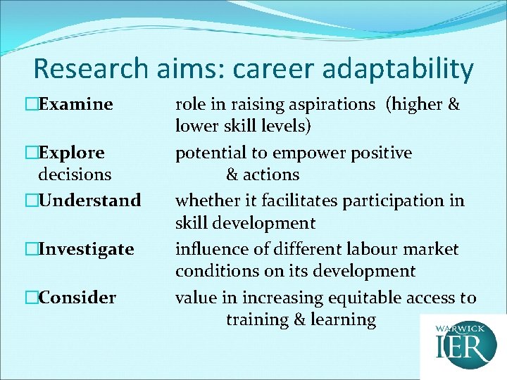 The Role of Learning in Developing Career Adaptability