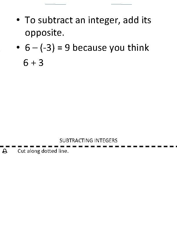 Integers The set of counting numbers their opposites