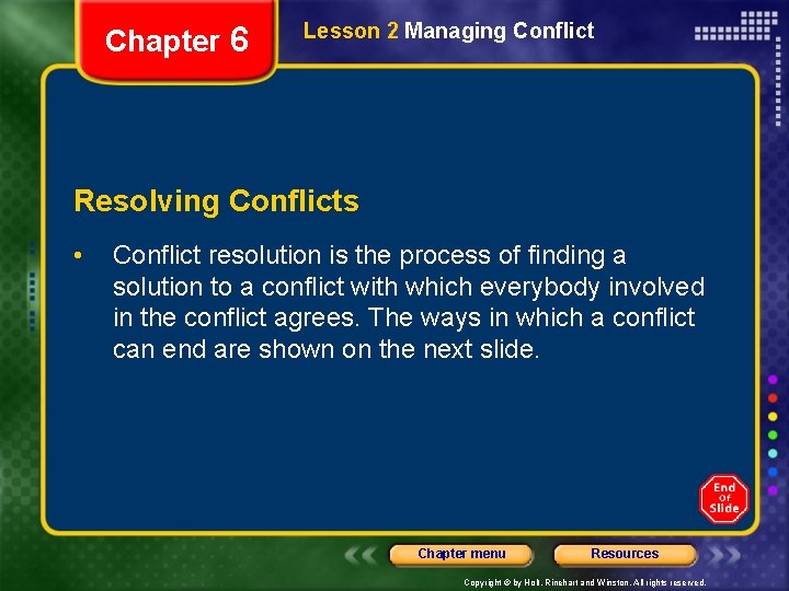 Chapter 6 Lesson 1 What Is Conflict Bellringer