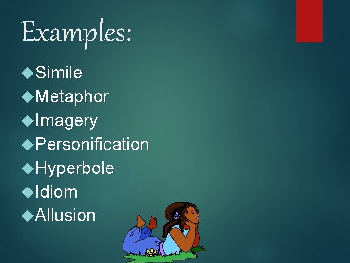 Figurative Languag Examples Simile Metaphor Imagery Personification Hyperbole