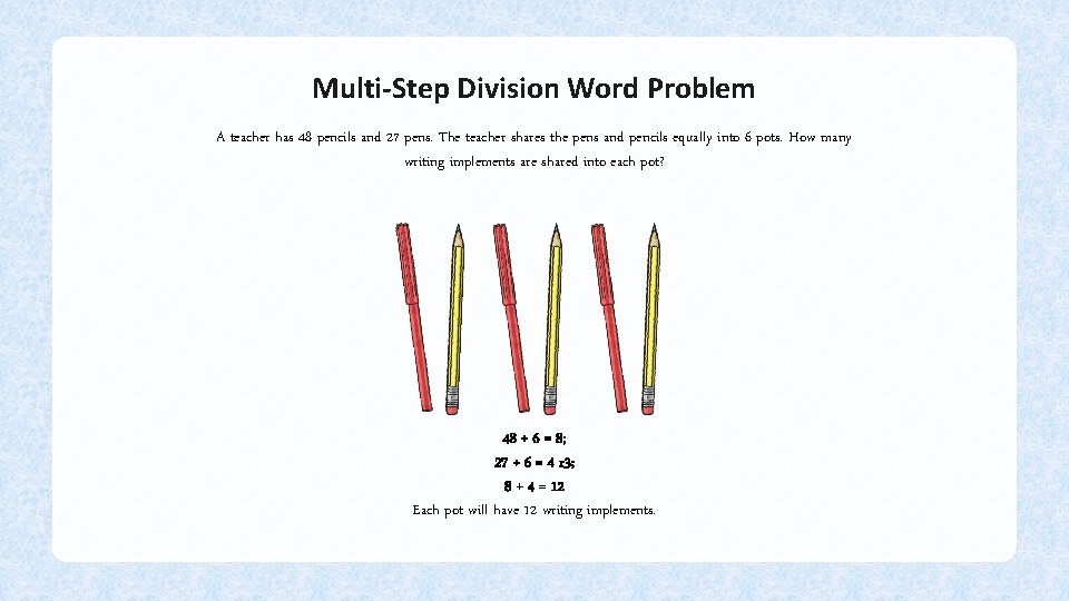 Tuesday th 26 January Word problems using division