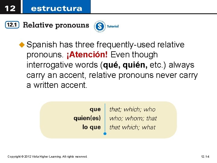 In both English and Spanish relative pronouns are