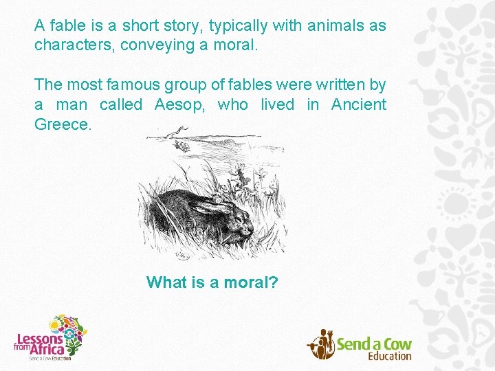 Writing an African Fable What ways are there