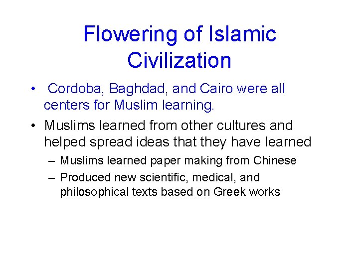 Chapter 10 Contributions of Muslims to World Civilization