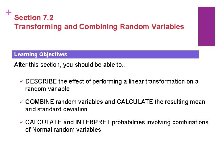 Chapter 7 Random Variables Section 7 2 Transforming Chapter 7 Random Variables Section 7 2 Transforming
