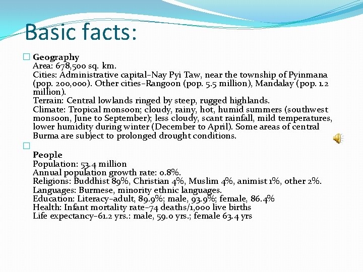 Countrys Burma Factsfile Myanmar Overview Basic facts Geography