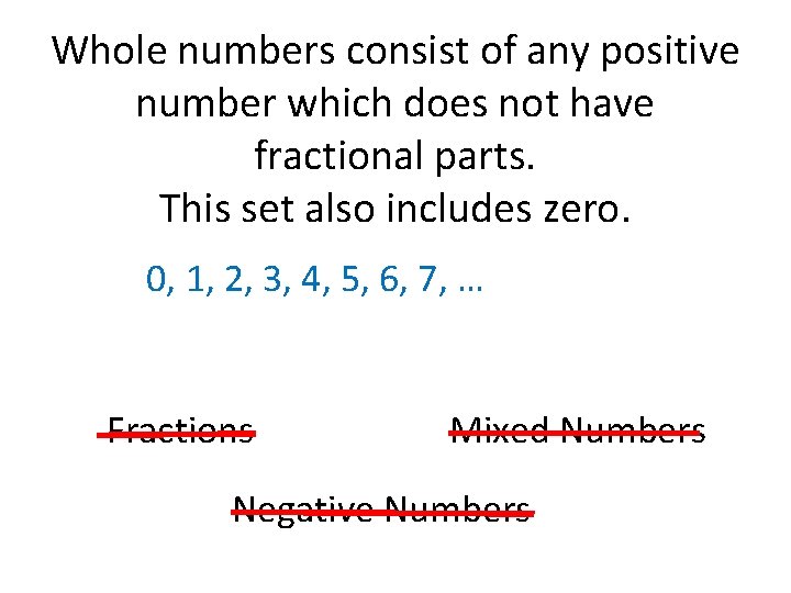 Classifying Numbers Whole Numbers Integers Rational Numbers Irrational