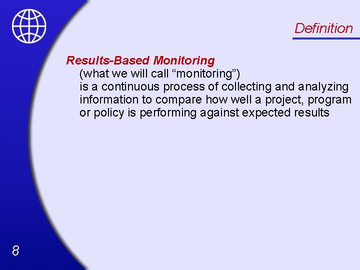 Designing and Building a ResultsBased Monitoring and Evaluation