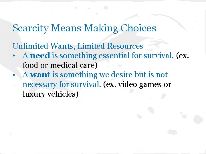 1 1 Scarcity Fundamentals of Economics Learning Objectives