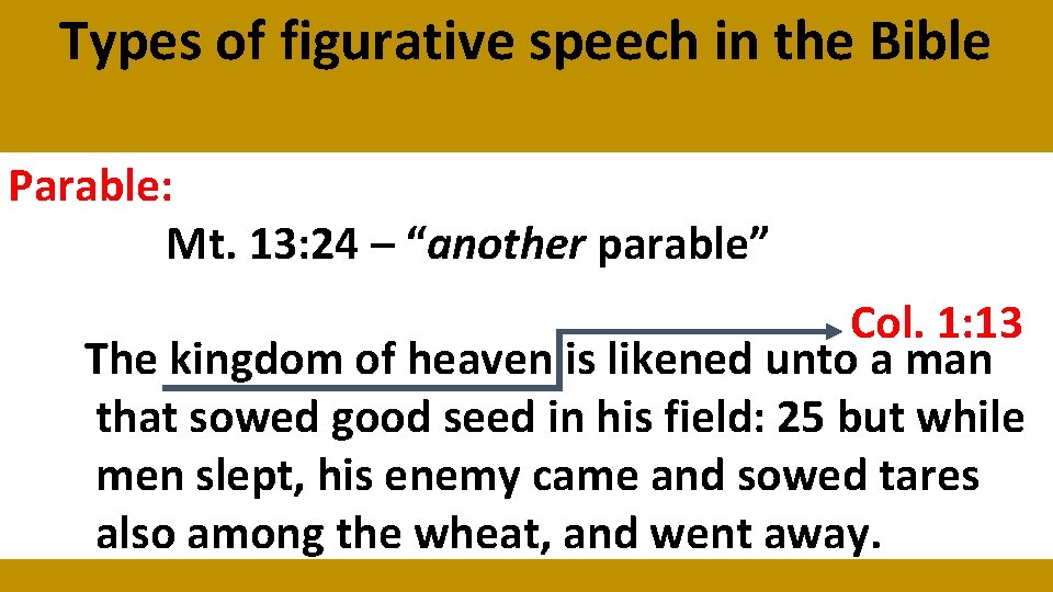 Figurative Language in the Bible Types of figurative