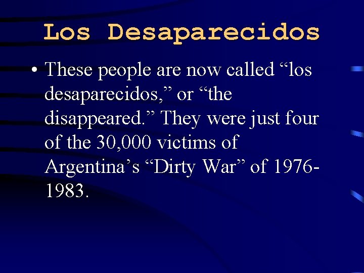 Argentinas Dirty War Power Point Presentation Textbook page