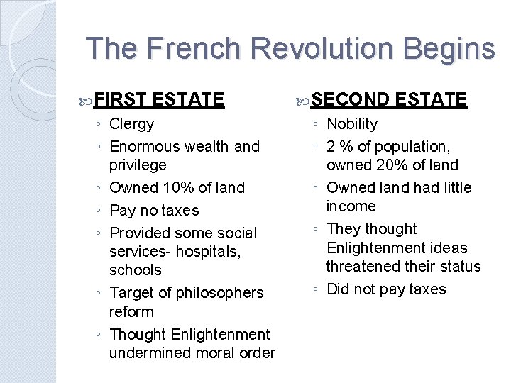 Section 1 THE FRENCH REVOLUTION BEGINS The French