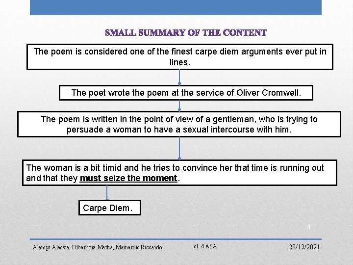 TO HIS COY MISTRESS by Andrew Marvell PRESENTED