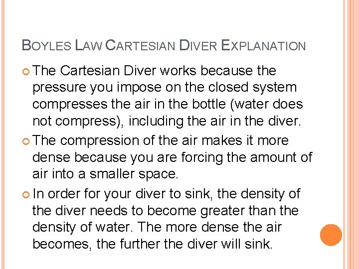 Cartesian Diver Gas Law at May Myers blog