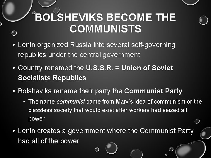 CREATION OF THE SOVIET UNION THE BOLSHEVIK REVOLUTION