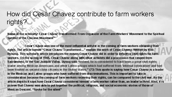 Cesar Chavez Farm Workers Rights By Zuleyma Valdez