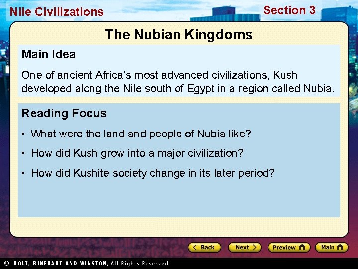 Nile Civilizations Section 3 The Nubian Kingdoms Preview