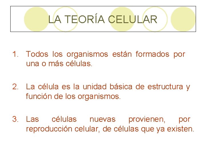 LA BIOLOGA DE LA CLULA LA TEORA CELULAR