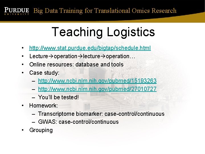 Big Data Training for Translational Omics Research Big