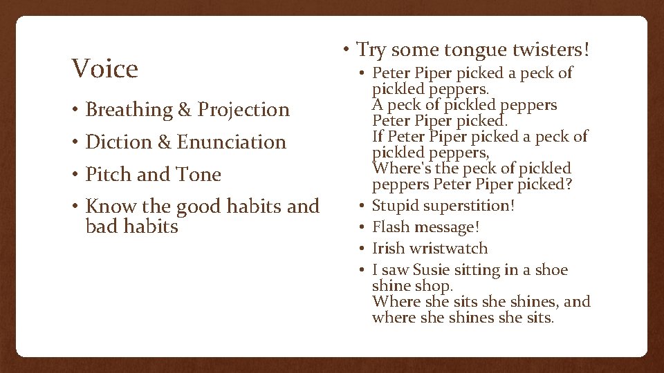 Musical Theatre Day 2 THEATRE BASICS AND ACTING