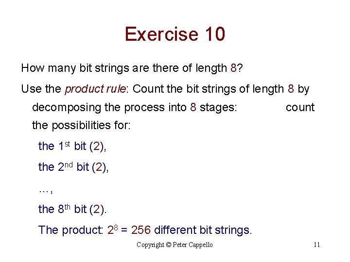 The Basics of Counting Selected Exercises Sum Rule