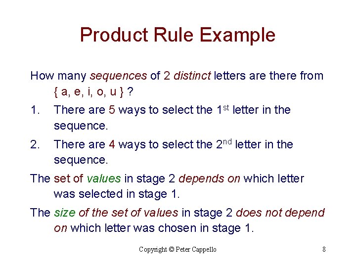 The Basics of Counting Selected Exercises Sum Rule
