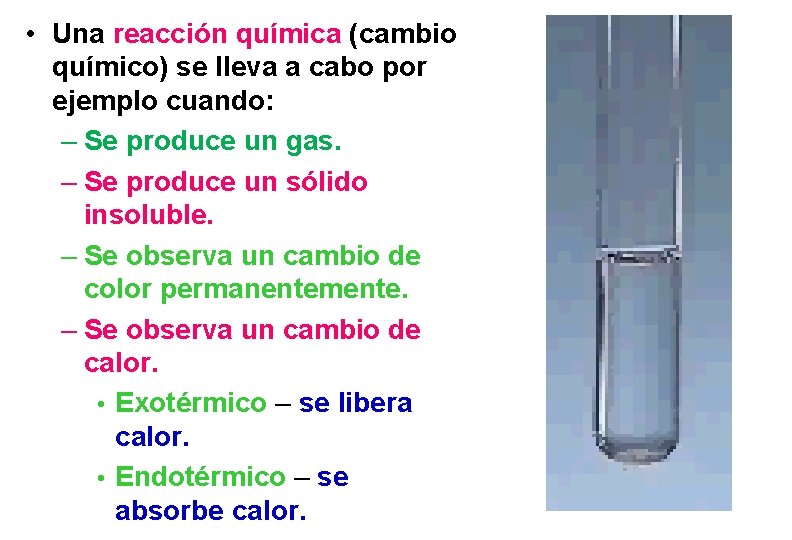 OBJETIVO Identificar las reacciones qumicas como un proceso