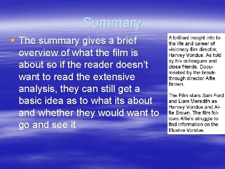 Evaluating my Film Review By Liam Meredith Pro