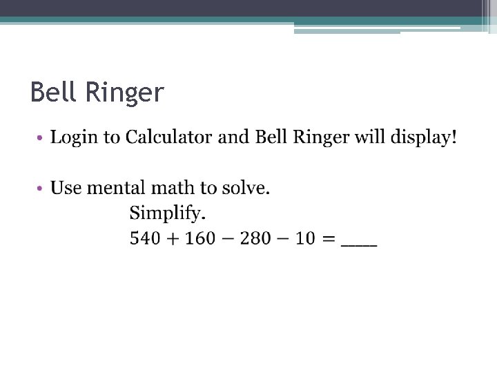 Bell Ringer Section 1 5 Properties of Numbers