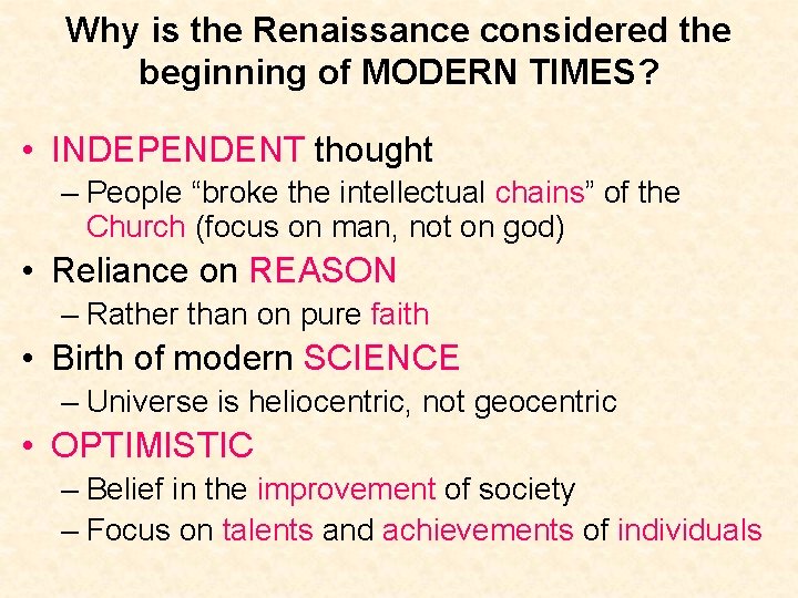 The Renaissance c 1400 1600 The Birth of