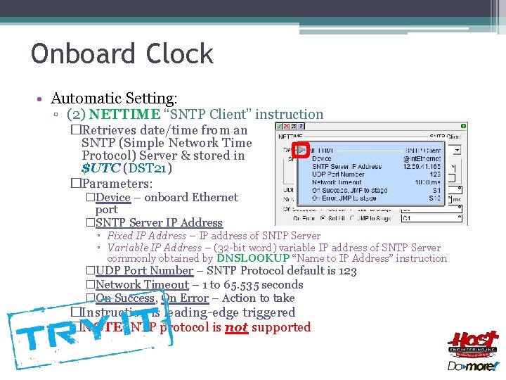 Domore Technical Training Onboard Clock Onboard Clock Accuracy