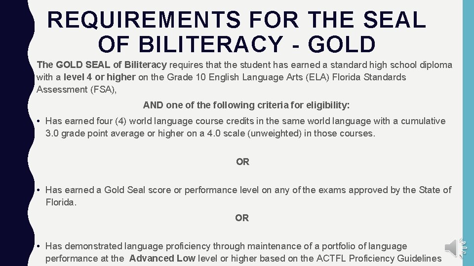 The Florida Seal of Biliteracy 2020 2021 THE
