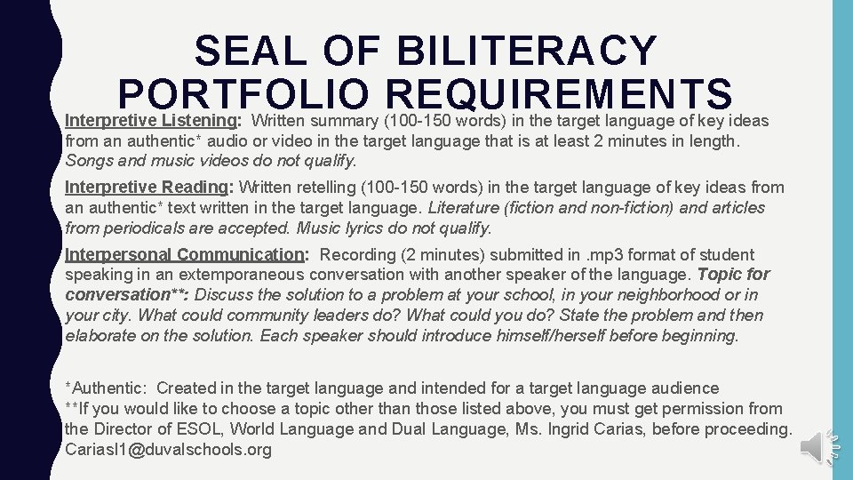 The Florida Seal of Biliteracy 2020 2021 THE