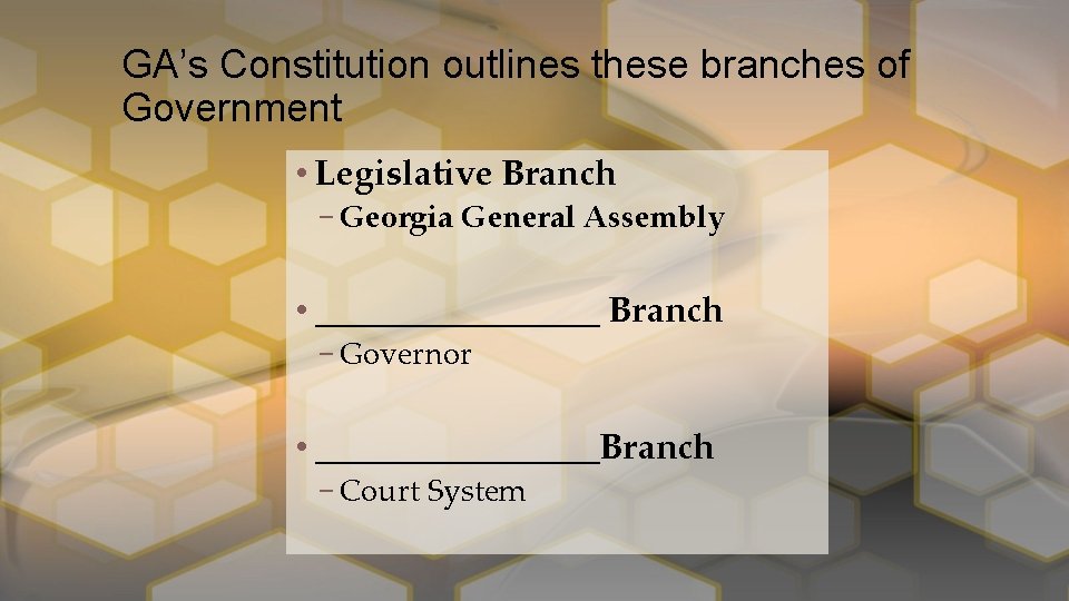 GA Government Mr Banks Learning Goals Georgias Government