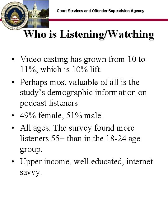 Court Services and Offender Supervision Agency Accomplishing Public