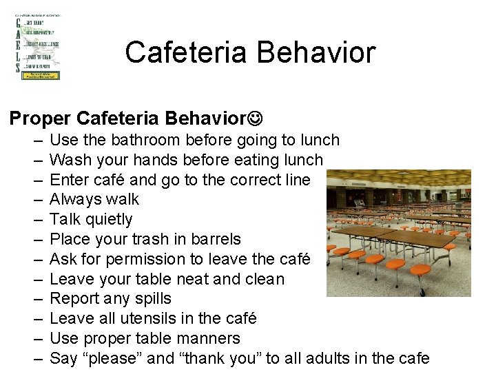 Clinton Middle School Training Procedures Arrival Dismissal Behavior