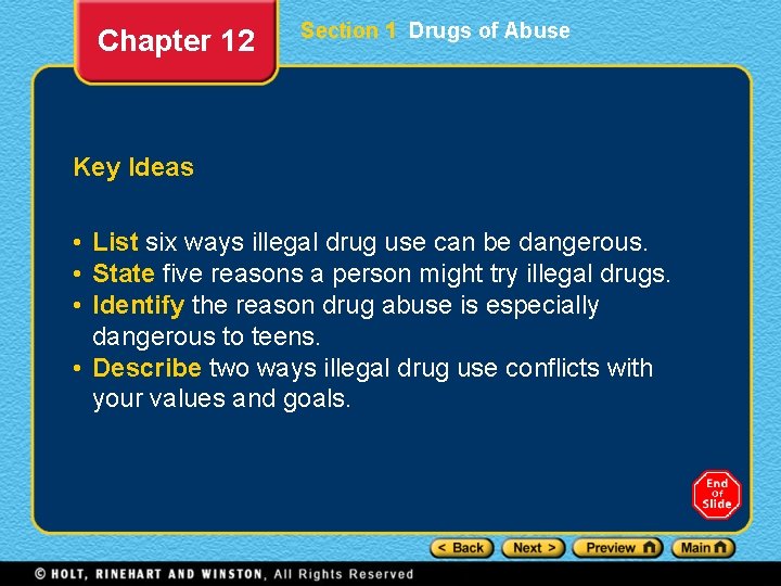 Chapter 12 Section 1 Drugs of Abuse Preview