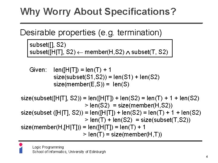 Transformations SpecificationProgram An introduction to moving between Prolog