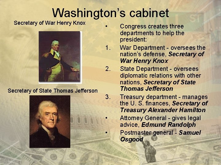 Launching a New Republic 1789 through 1800 Washingtons