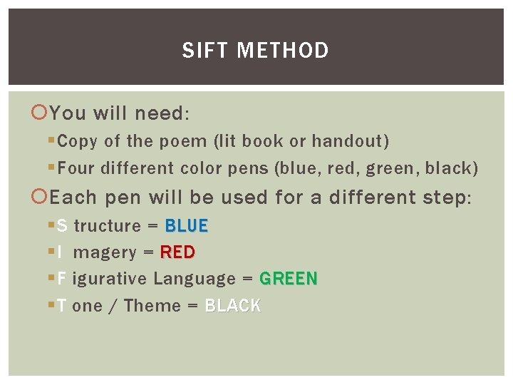 BEST PRACTICE SIFT Poetry Analysis Catherine Hillman EDUR