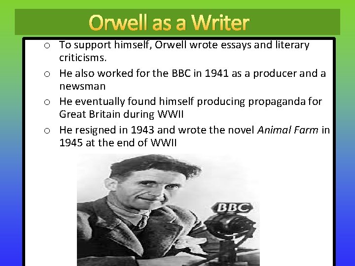 George Orwell 1903 1950 Author Orwells Early Background